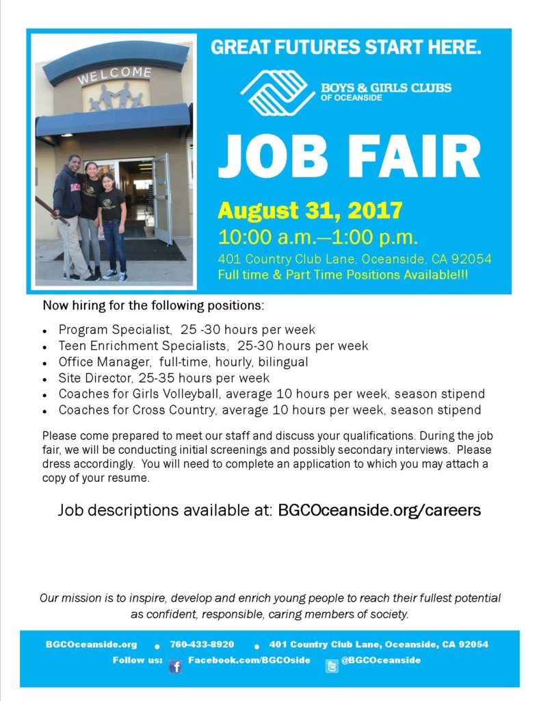 Boys & Girls Clubs of Oceanside - Hiring Fair - North County ...